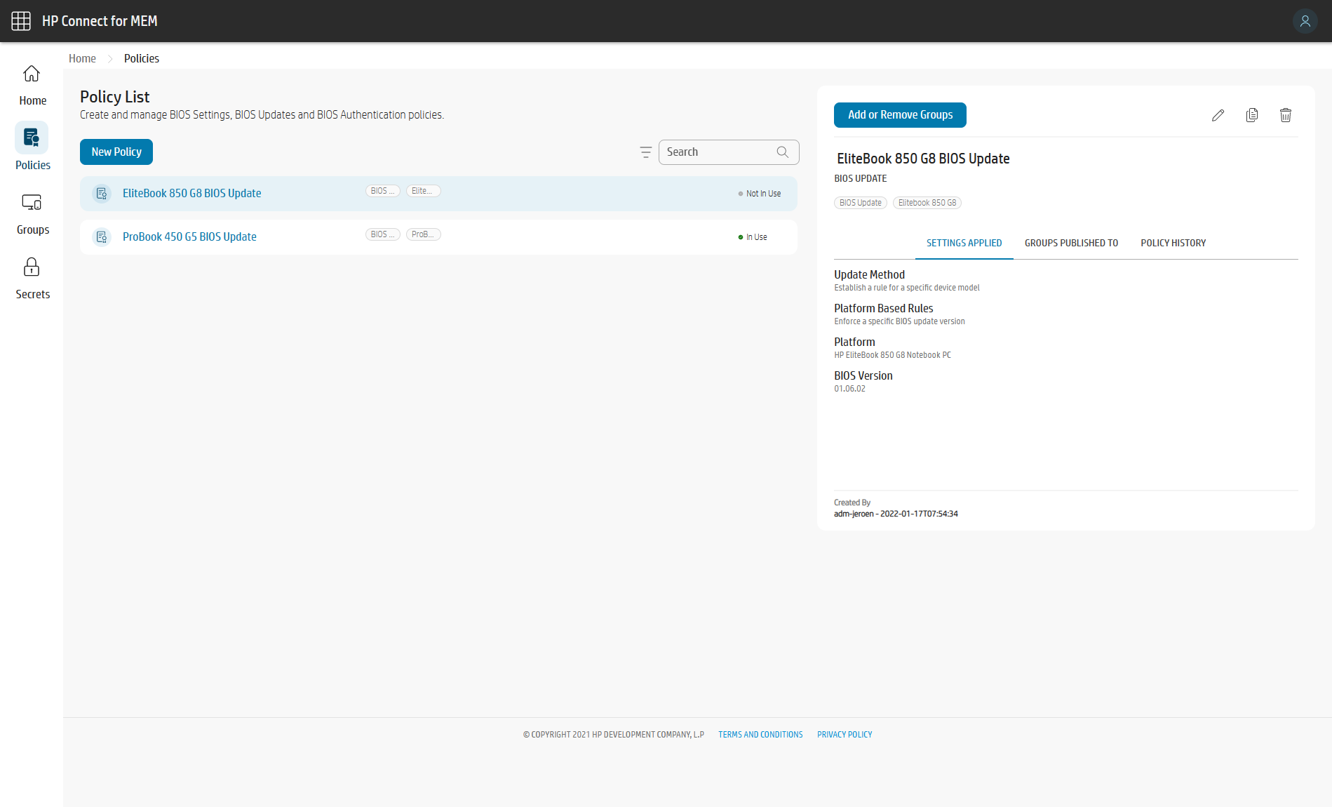 Updating HP BIOS with HP Connect